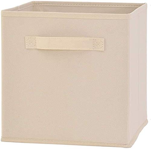 ZyHMW , Foldable Organiser Cube Basket Bin ForLaundry, Toys, Clothes, DVDs, Books, Food, Bedding, Art and Craft - 11 Inches X 10.5 Inches (Color: Khaki) (Color : Beige)