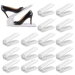 yihata shoe slots organizer, adjustable shoe stacker storage space saver, double deck shoe rack holder for closet organization, thickening quality upgrade (16pack, white)