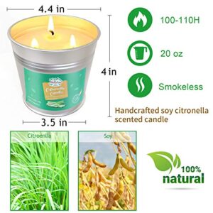 2 Packs Large Citronella Candles Outdoor Indoor, 110 Hours Burn 20 oz 3-Wick Scented Candles, Soy Wax Fly Candle for Home Garden Patio Yard Camping Balcony Travel