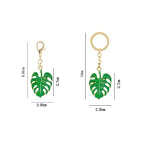 FAVOMOTO 8pcs Tropical Palm Leaf Keychain Hollow Monstera Leaf Keychain Charm Green Leaf Key Ring Plant Key Pendant Decoration for DIY Tropical Luau Hawaiian Party Favor Gift