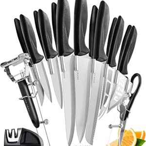 Home Hero Kitchen Knife Set, Steak Knife Set & Kitchen Utility Knives - Ultra-Sharp High Carbon Stainless Steel Knives with Ergonomic Handles (17 Pc Set, Silver)