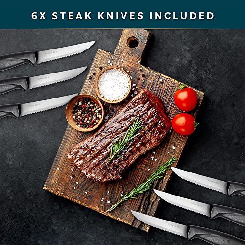 Home Hero Kitchen Knife Set, Steak Knife Set & Kitchen Utility Knives - Ultra-Sharp High Carbon Stainless Steel Knives with Ergonomic Handles (17 Pc Set, Silver)