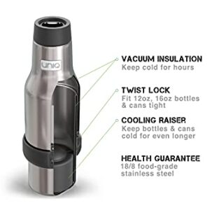 4 in 1 Insulated Bottle & Slim Can Cooler for Beer, Perfect for 11oz, 12oz & 16oz Cans & Beer Bottles - Patent Pending Stainless Steel Insulated Can Cooler Design That Keeps Drinks Cold for X Hours