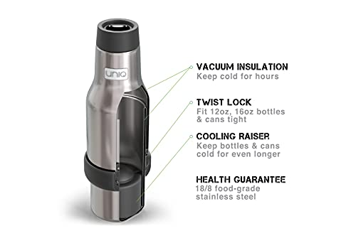 4 in 1 Insulated Bottle & Slim Can Cooler for Beer, Perfect for 11oz, 12oz & 16oz Cans & Beer Bottles - Patent Pending Stainless Steel Insulated Can Cooler Design That Keeps Drinks Cold for X Hours