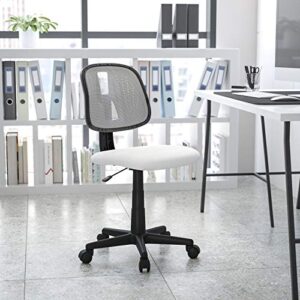 emma + oliver mid-back white mesh swivel task office chair with pivot back, bifma certified