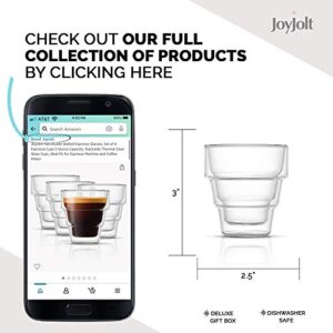 JoyJolt Pila Double Walled Espresso Glasses, Set of 4 Espresso Cups 3 Ounce Capacity. Stackable Thermal Clear Glass Cups, Ideal Fit for Espresso Machine and Coffee Maker