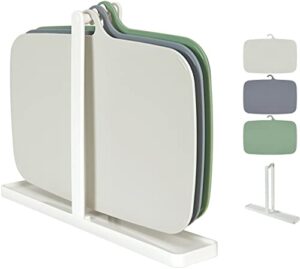 carrotez index plastic cutting board with a stand, cutting board organizer rack storage, cutting board organizer stand holder, baking sheet, dishwasher-washable