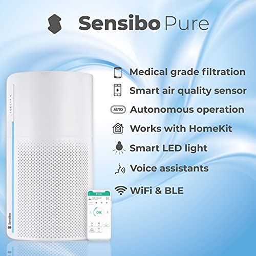 Sensibo Pure - Smart WiFi Air Purifier Medical Grade True HEPA Carbon Filter. Compatible with iOS, Android, Alexa & Google Nest