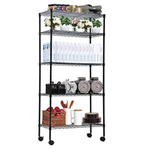 5 tier shelf wire shelving unit, nsf heavy duty wire shelf metal large storage shelves height adjustable utility for garage kitchen office commercial shelving steel layer shelf - 14"x30"x60", black