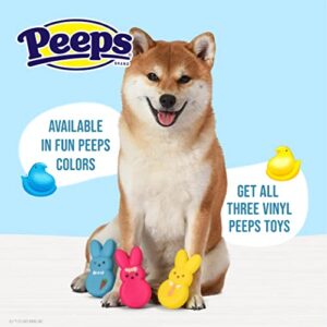 Peeps for Pets 3 Piece Dress-Up Bunnies Vinyl Dog Toys Yellow, Pink, Blue 4 inch Plastic Squeaky Dog Toys Value Pack Fun, Cute, and Squeaky Dress-Up Bunnies from Peeps