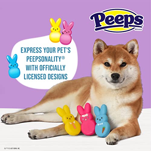 Peeps for Pets 3 Piece Dress-Up Bunnies Vinyl Dog Toys Yellow, Pink, Blue 4 inch Plastic Squeaky Dog Toys Value Pack Fun, Cute, and Squeaky Dress-Up Bunnies from Peeps