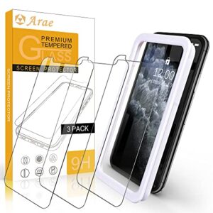 arae screen protector for iphone 11 pro/iphone xs/iphone x, hd tempered glass, anti scratch work with most case, 5.8 inch, 3 pack