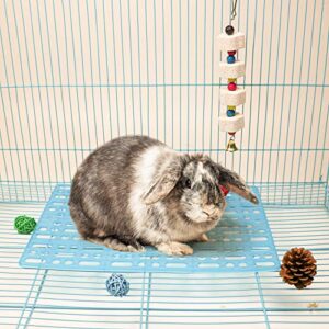 Roundler Bunny Cage Mats, 3 Pieces Rabbit Plastic Floor Pads and 3 Pieces Grass Woven Bed Mats Small Animal Feet Pads Bed Nest Mats for Bunny Hamster Rat Chinchilla Guinea Pig Cats Dogs (3 Colors)