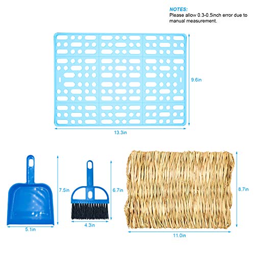 Roundler Bunny Cage Mats, 3 Pieces Rabbit Plastic Floor Pads and 3 Pieces Grass Woven Bed Mats Small Animal Feet Pads Bed Nest Mats for Bunny Hamster Rat Chinchilla Guinea Pig Cats Dogs (3 Colors)