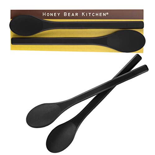 Honey Bear Kitchen Silicone Stirring Spoon (Set of 2, Black Bear Black) for Coffee & Tea