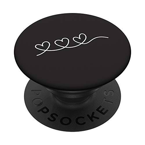 Three White Hearts Love Black PopSockets Swappable PopGrip