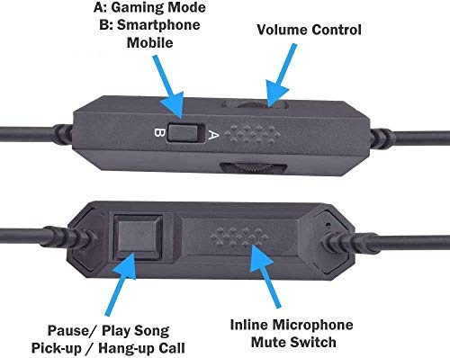 Long 6FT / 2.0M Inline Mic Mute Volume Control Console Cable Cord Wire for AstroA10 A10 A40 A40TR Gaming Headsets (See Product Pictures for Inline Controls Info)