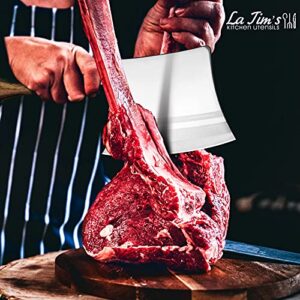 LA TIM'S Meat Cleaver Knife, 2 lb Heavy Duty Cleaver with Hand Forged High Carbon Steel, Butcher Knife for Chopping Bones, Solid Wood Handle