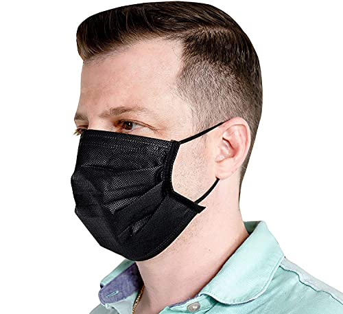 2000 PCS Bulk Black Face Masks (40 Packs, 50pcs/Pack), Non Woven Thick 3-Layers Breathable Facial Masks with Adjustable Earloop, Mouth and Nose Cover