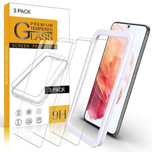 arae screen protector for samsung galaxy s21, hd tempered glass anti scratch work with most case, 6.2 inch, 3 pack