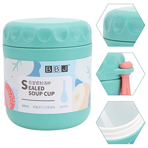 DOITOOL Insulated Lunch Container Insulated Food Jar Soup Lunch Container Bento Box Vacuum Thermal Microwavable Food Storage Container Flask with Spoon Green Water Cup