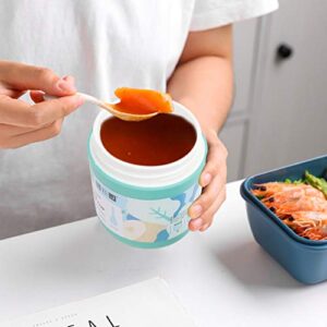 DOITOOL Insulated Lunch Container Insulated Food Jar Soup Lunch Container Bento Box Vacuum Thermal Microwavable Food Storage Container Flask with Spoon Green Water Cup