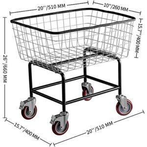 VEVOR Wire Laundry Cart, 2.5 Bushel Wire Laundry Basket with Wheels, 20''x15.7''x26'' Commercial Wire Laundry Basket Cart, Steel Frame With Chrome Finish, 5inch Casters, Wire Cart For Laundry