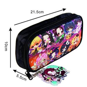 Anime Demon Slayer Pencil Case,Kids Durable Japanese Character Poster Pencil Holder,Classic Pencil Organizer for College Office School Supplies(B)