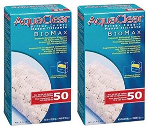 aquaclear 50 biomax, replacement filter media for aquariums up to 50 gallons, a1372 (two pack)