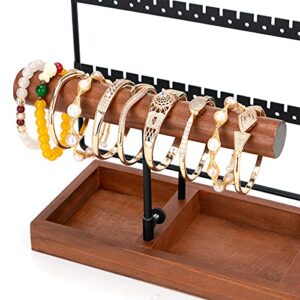 QILICHZ Earring Organizer Earring Stand 124 Holes Earring Holder Jewelry Stand Jewelry Holder Jewelry Organizer Jewelry Tower Rack with Wooden Tray for Home Use and Jewelry Display