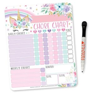 unicorn kids chore chart magnetic, reward chart for kids, good behavior chart for kids at home, my responsibility chart for kids, magnetic reward chart for kids behavior, chore chart for one child