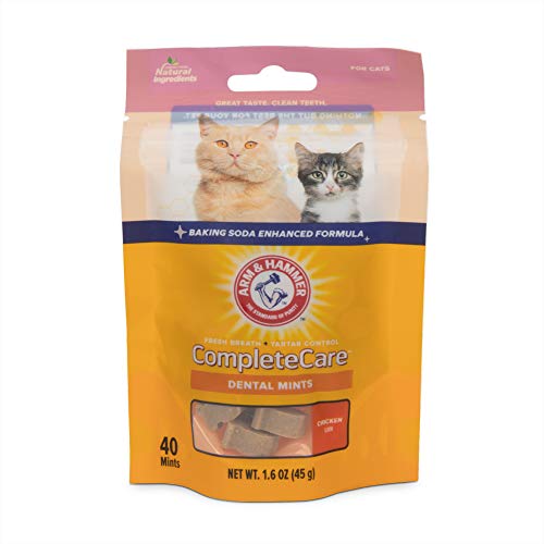 Arm & Hammer For Pets Complete Care Cat Dental Mints, 40 Count | Chicken Flavored Cat Dental Treats for Fresh Breath and Tartar Control | Baking Soda Enhanced Formula with Natural Ingredients