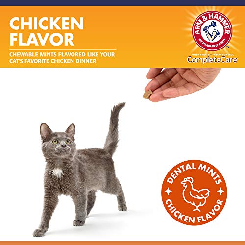 Arm & Hammer For Pets Complete Care Cat Dental Mints, 40 Count | Chicken Flavored Cat Dental Treats for Fresh Breath and Tartar Control | Baking Soda Enhanced Formula with Natural Ingredients