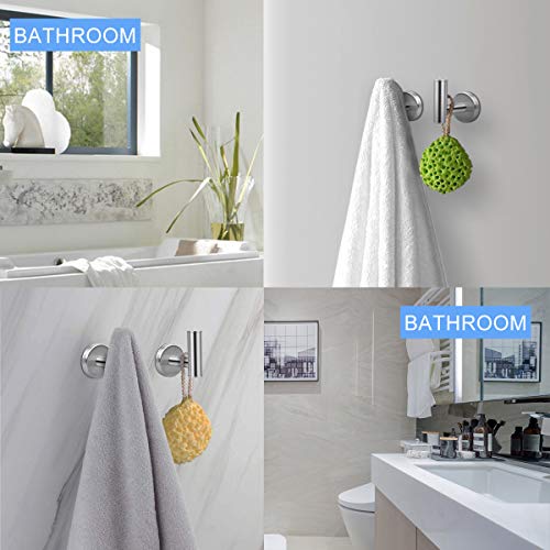 SOMDARHK Towel Hooks for Bathrooms Brushed Nickel SUS304 Stainless Steel Towel Clothes Hook Wall Hook Robe Hook Holder, Heavy Duty Round Coat Hooks for Bathroom Livingroom Hotel Kitchen Garage 2 Pack