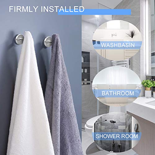 SOMDARHK Towel Hooks for Bathrooms Brushed Nickel SUS304 Stainless Steel Towel Clothes Hook Wall Hook Robe Hook Holder, Heavy Duty Round Coat Hooks for Bathroom Livingroom Hotel Kitchen Garage 2 Pack