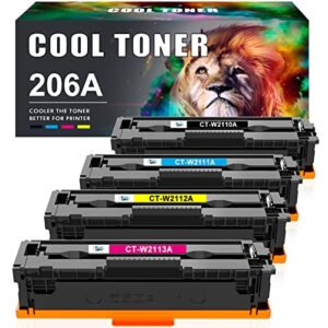 cool toner compatible toner cartridge replacement for hp 206a 206x w2110a w2111a w2112a w2113a color laserjet pro m255dw mfp m283fdw m283cdw m283 m255 printer ink (black cyan yellow magenta, 4-pack)