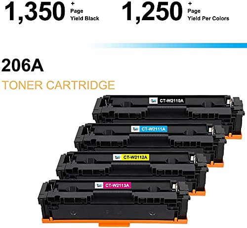 Cool Toner Compatible Toner Cartridge Replacement for HP 206A 206X W2110A W2111A W2112A W2113A Color Laserjet Pro M255dw MFP M283fdw M283cdw M283 M255 Printer Ink (Black Cyan Yellow Magenta, 4-Pack)