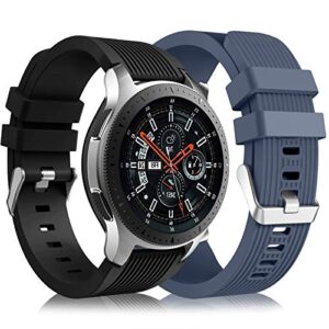 lerobo [2 pack] band compatible for samsung galaxy watch 3 45mm/galaxy watch 46mm bands/gear s3 frontier, 22mm smart watch band silicone casual straps accessories for women men black/blue gray