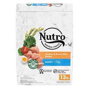 nutro natural choice puppy dry dog food, chicken & brown rice recipe dog kibble, 13 lb. bag