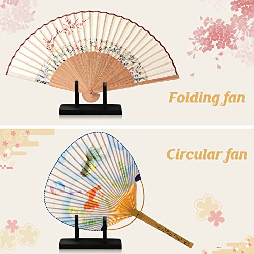 VOSAREA Bamboo Japanese Folding Fan Stand holder