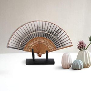 VOSAREA Bamboo Japanese Folding Fan Stand holder