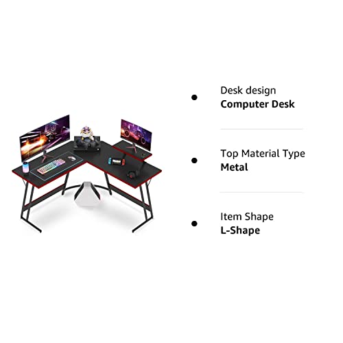 VICTONE L Shaped Gaming Desk 51 Inch Computer Corner Desk, Home Pc Desk, Office Writing Workstation with Large Monitor Stand, Space Saving Table (Black)