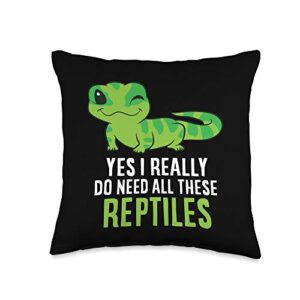 funny lizard and gecko gifts yes i really do need all these reptiles throw pillow, 16x16, multicolor