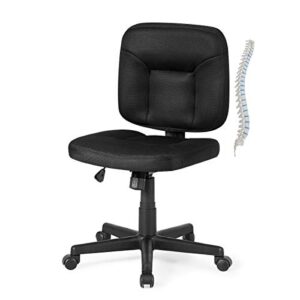 powerstone armless office chair mid-back task chair swivel ergonomic small desk chair for home office upholstered low-back adjustable black