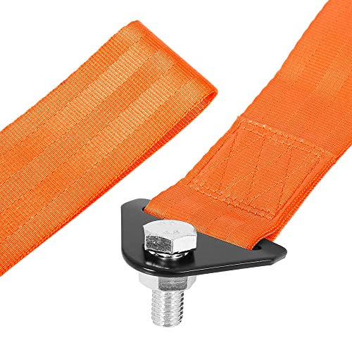 X AUTOHAUX 2pcs Orange Universal Car Tow Towing Hook Bumper Trailer Belt Strap