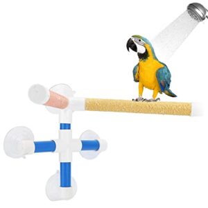 haokaini parrots shower standing portable suction cup bird window and shower perch toy for bird parrot macaw cockatoo african greys budgies parakeet