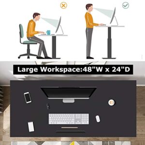 Standing Desk 48 inches Converter Computer Workstation Height Adjustable Desk Large Desktop Stand Up Desk Ergotron Laptop Sit-Stand Desk Fit Dual Monitor for Home Office,Black