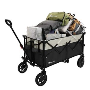 Moon Lence Collapsible Outdoor Utility Wagon Heavy Duty Folding Garden Portable Hand Cart with Universal Wheels, Adjustable Handle & Drink Holders