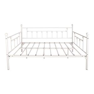 HAHRIR Metal Daybed Frame Set Premium Steel Slat Support Daybed and Roll Sofa Bed (Twin, White)