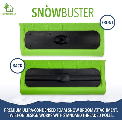 EVERSPROUT Never-Scratch SnowBuster Attachment for Removing Snow from Vehicles (Pole Not Included) | Premium Foam Snow Broom Head | Unique S-Shape Design for Push or Pull Removal | Broom Head Only